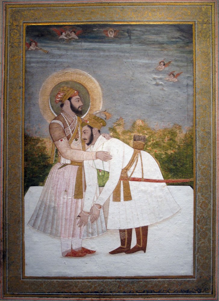 Shah Jahan embrassant son fils Aurangzeb, c.1750