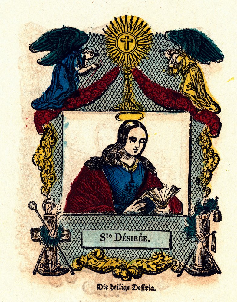 Image pieuse : Sainte Désirée. Gravure du XIXe siècle