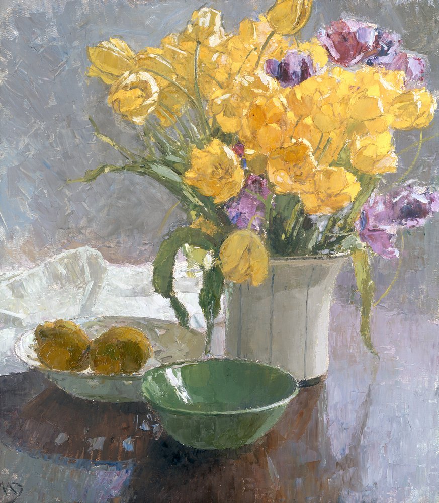 Nature morte avec tulipes jaunes | Carl Moll | Estampe d'art