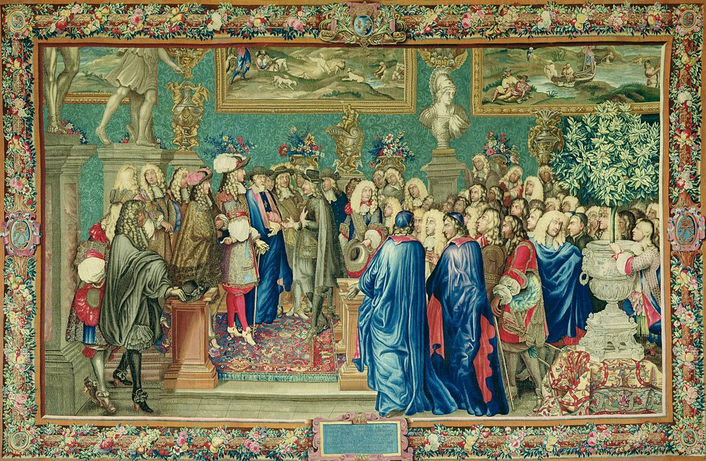Audience accordée par Louis XIV au comte de Fuentes, ambassadeur royal ...