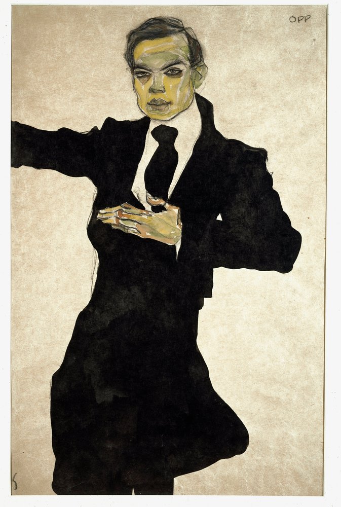 Portrait de Max Oppenheimer (1885-1954), peintre allemand, Dessin par ...