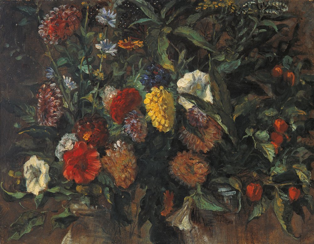 Nature morte aux fleurs, vers 1848 (huile sur carton)