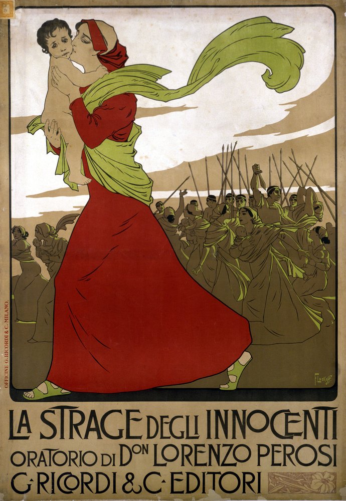 Affiche pour « La strage degli innocenti », oratorio du compositeur italien Don Lorenzo Perosi ...