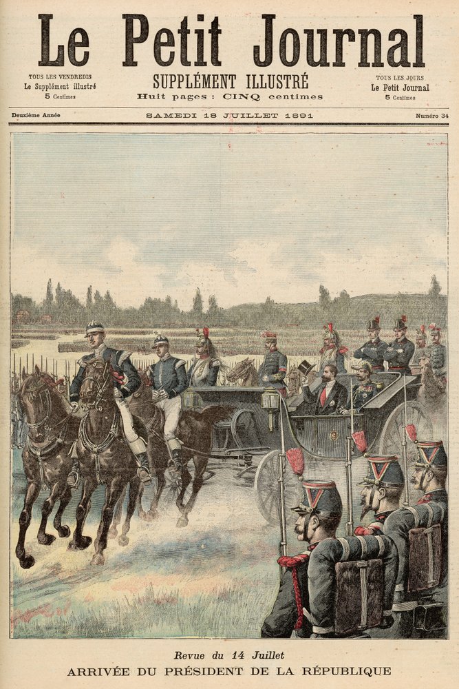 Revue des troupes, 14 juillet : Arrivée du Président de la République ...