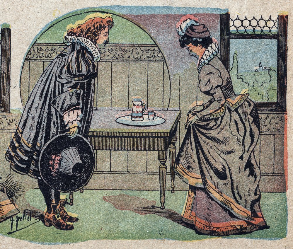 Illustration pour le conte « La Belle et la Bête » : la bête est ...