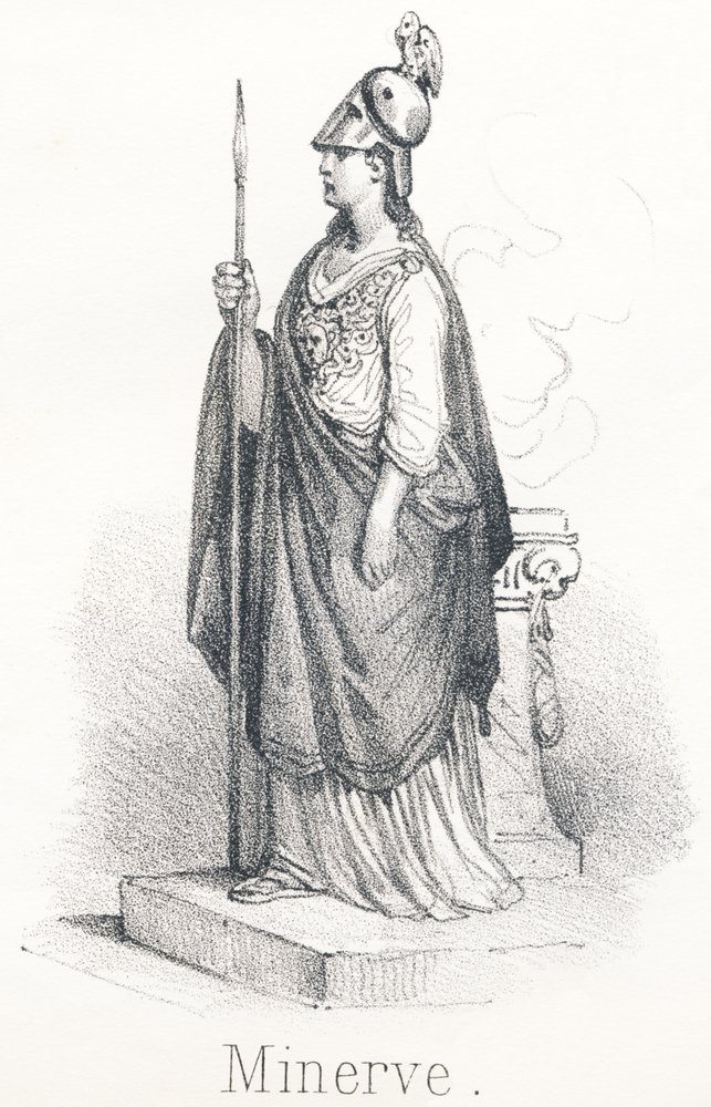 M Minerve : Déesse sortie de la tête de Jupiter, armée avec cape et ...