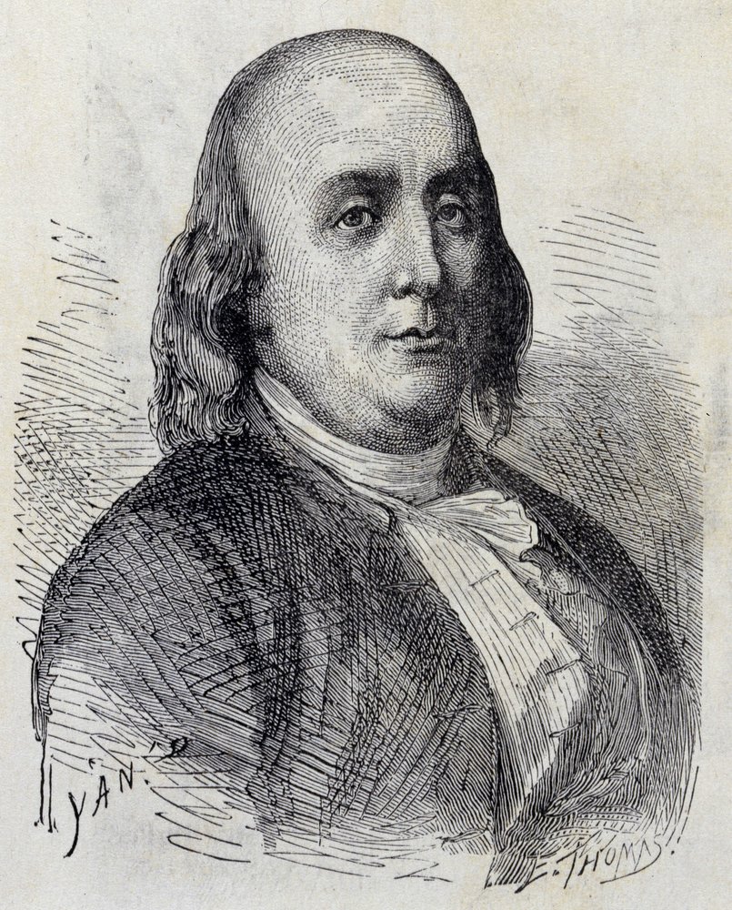 Portrait de Benjamin Franklin (1706 - 1790), homme politique américain, mémorialiste ...