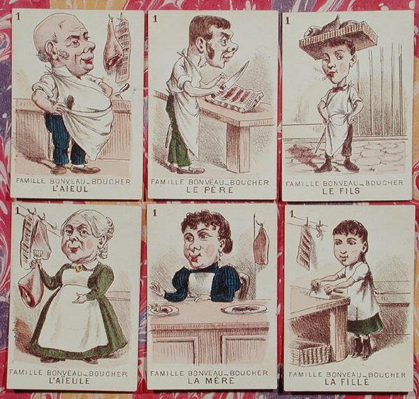 La famille du boucher d'un 'Jeu des Sept Familles'