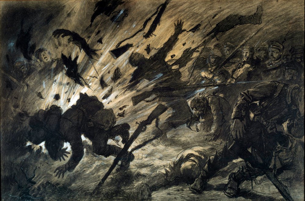 Effet d'un obus dans la nuit, avril 1915 | Estampe d'art