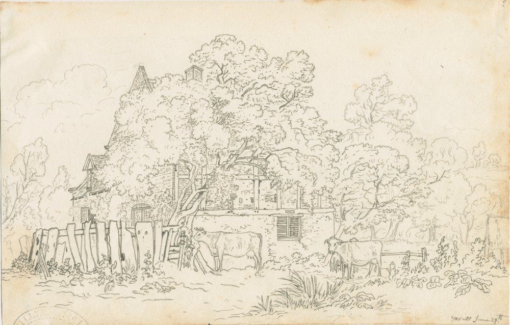 Yoxall - Vieille ferme : dessin au crayon, nd [vers 1815]
