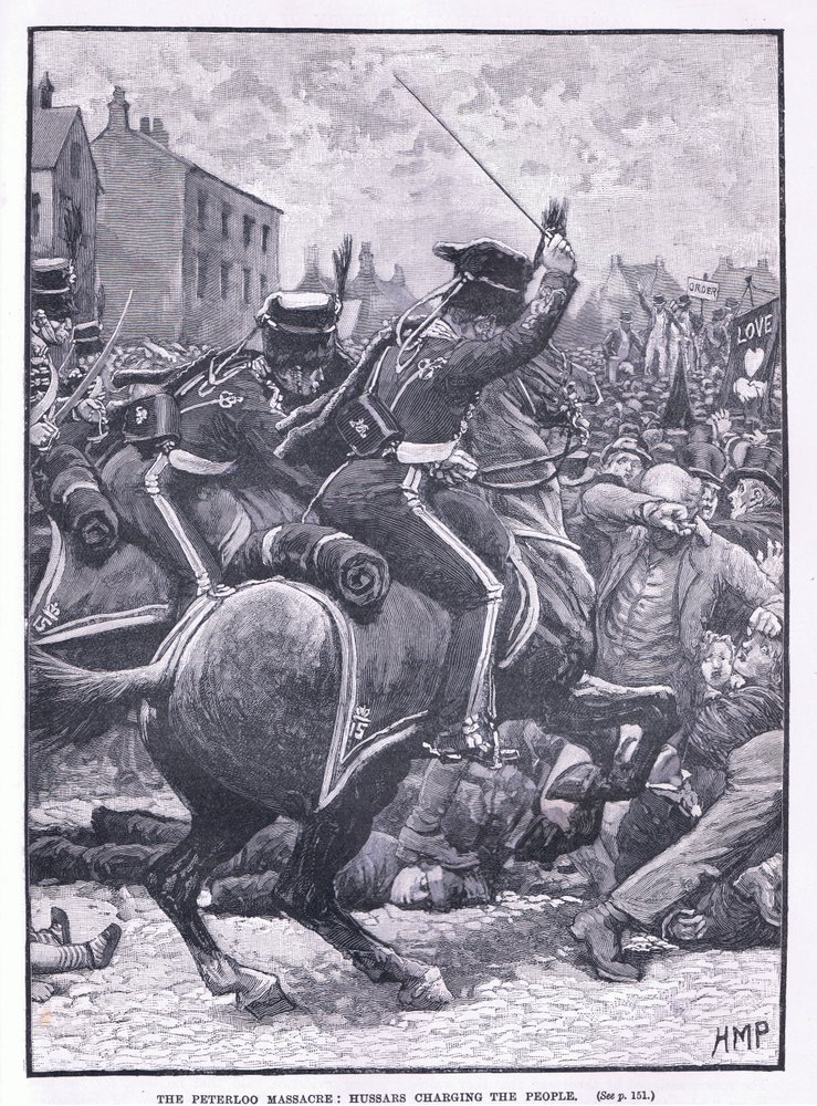 Le massacre de Peterloo : les hussards chargeant le peuple en 1819