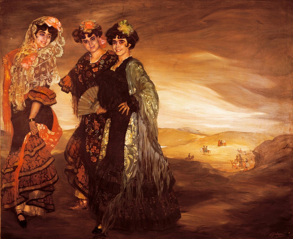 Les trois cousins (avec les costumes traditionnels espagnols de ...