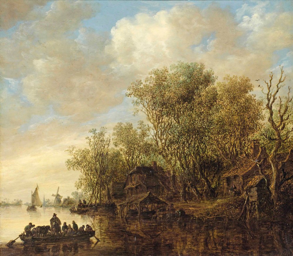Paysage fluvial avec un ferry-boat | Jan van Goyen