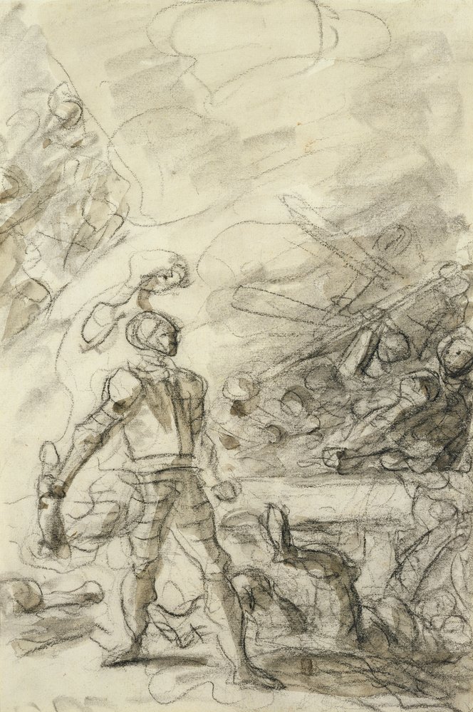 Orlando maîtrise un brigand avec une torche