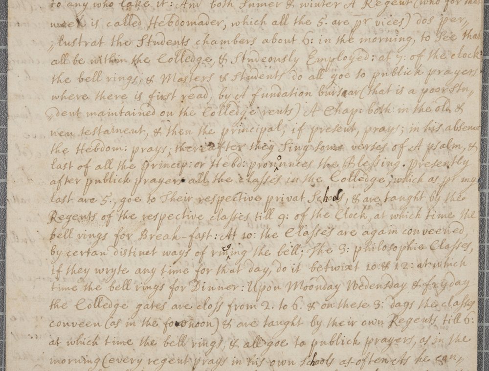 Lettre de John Row, étudiant à St Andrews, à son oncle, 1691