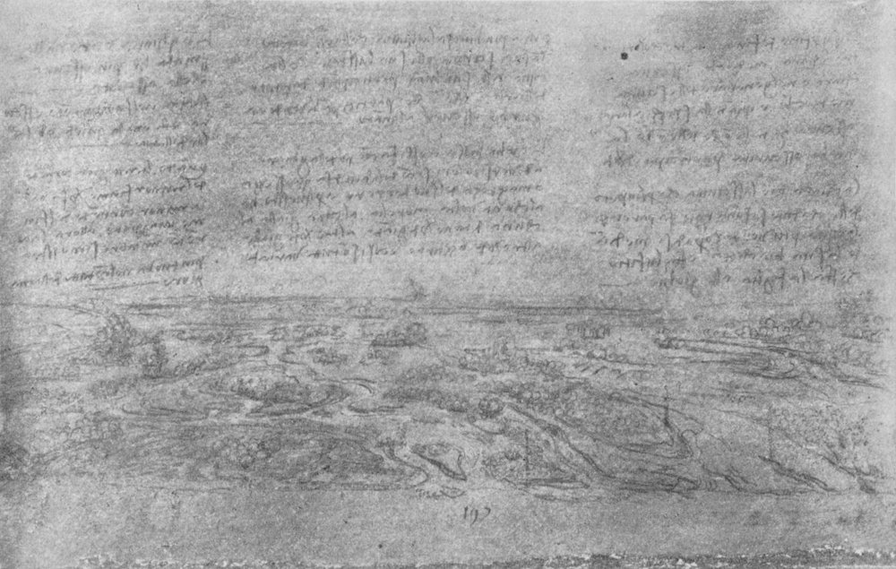 Vue d'un delta, vers 1480, 1945 | Leonardo da Vinci