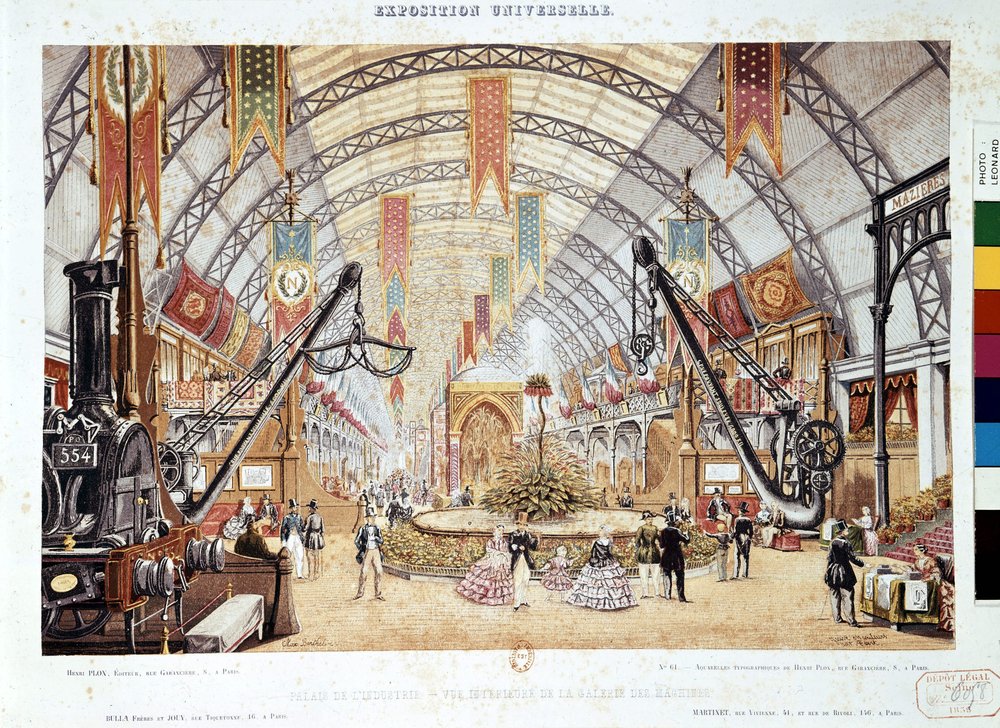 Exposition Universelle 1855: Vue intérieure de la salle des machines au ...