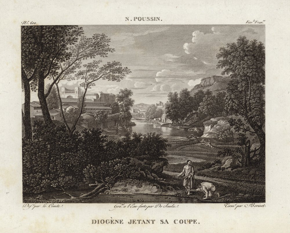 Diogène jetant sa coupe | Nicolas Poussin | Estampe d'art