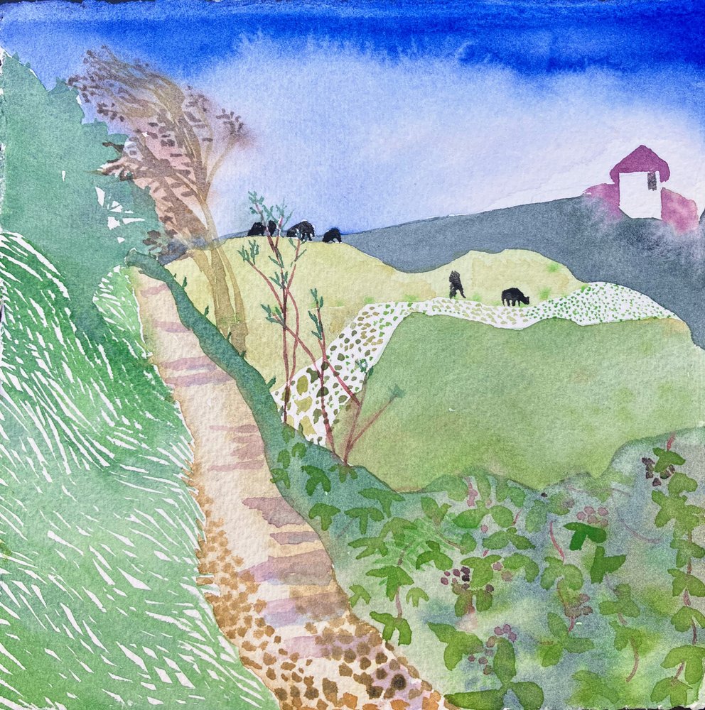 South West Coast Path - Gara Rock, 2023 (aquarelle sur papier)