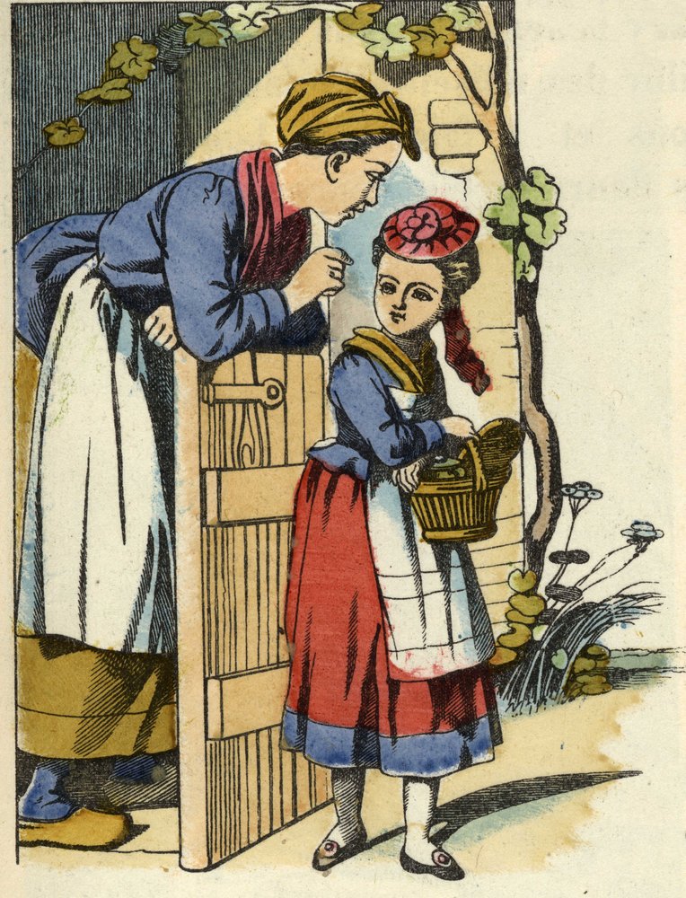 La mère du Petit Chaperon Rouge lui donne ses dernières recommandations ...