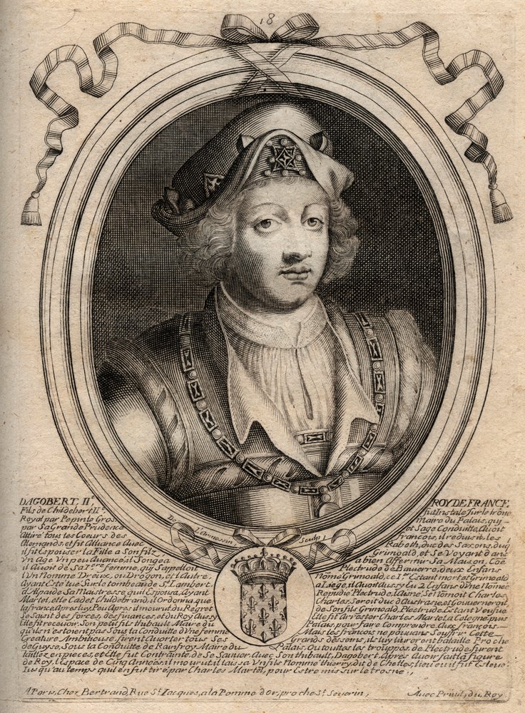 Portrait de Dagobert II, roi des Francs de 711 à 716 - Dagobert II (676-679), roi d'Austrasie ...