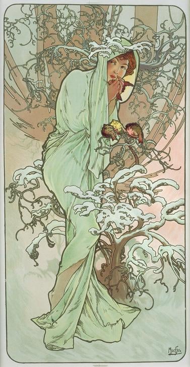 Hiver | Alphonse Mucha | Estampe d'art