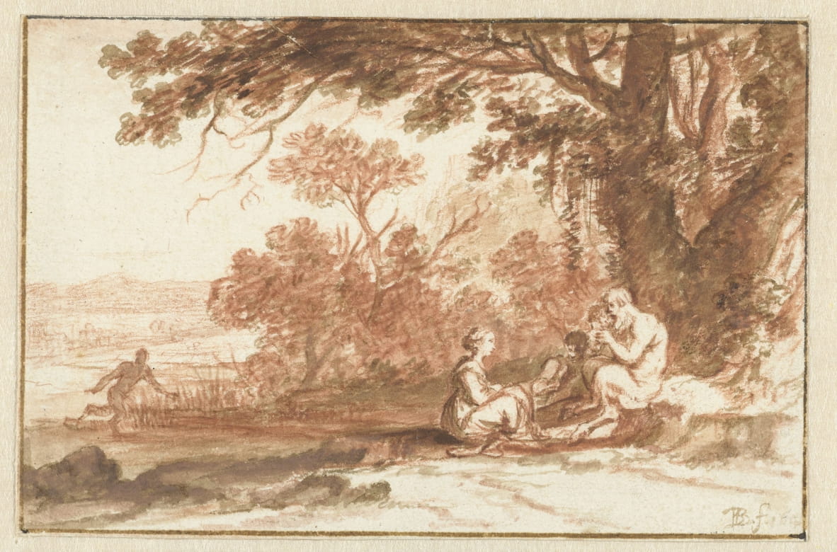 Paysage avec la nymphe Corse et le satyre | Estampe d'art