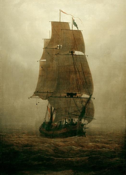 Voilier dans le brouillard | Caspar David Friedrich