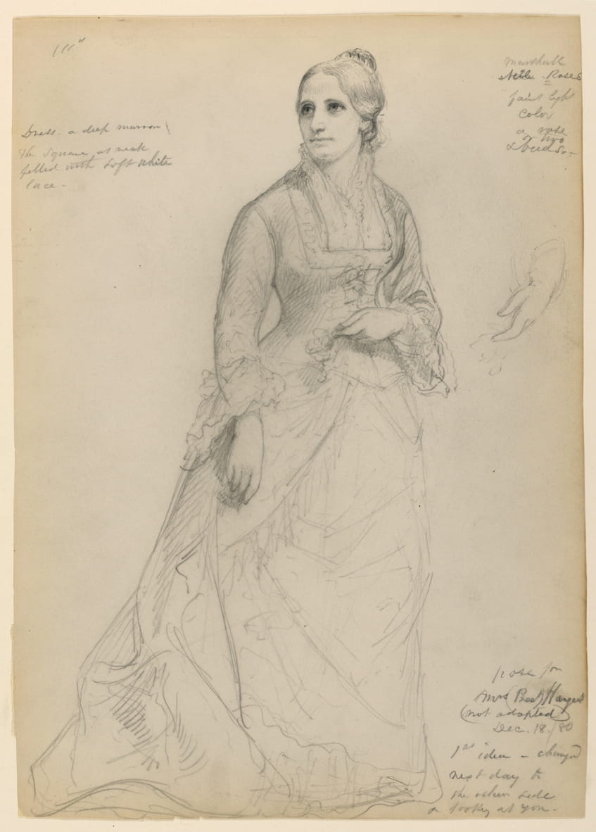 Mrs. Rutherford B. Hayes Standing, with Separate Left Hand Study