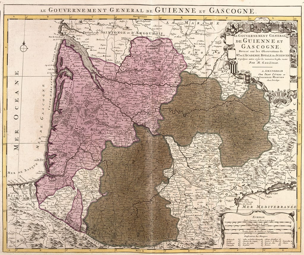 Carte du gouvernement de Guyenne et Gascogne (France) (gravure)