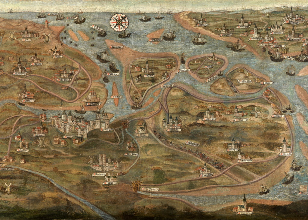 Carte de la région du Zwin (huile sur toile) | Jehan de Hervy