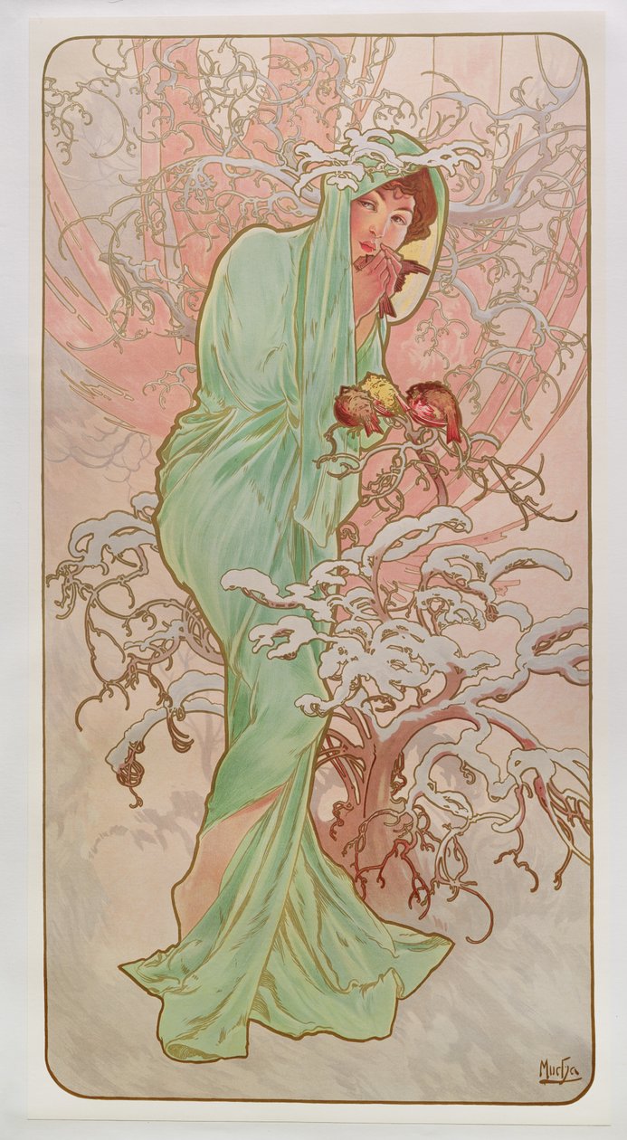 Les saisons : Hiver, 1896 | Alphonse Mucha | Estampe d'art