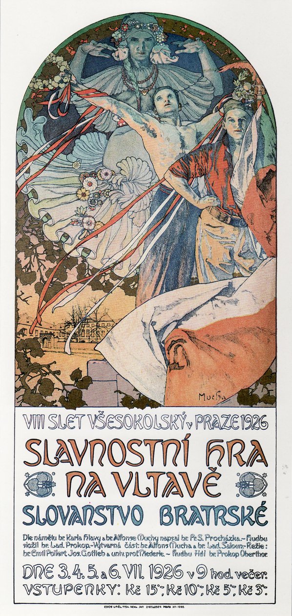 Affiche du 8ème festival Sokol à Prague, 1925
