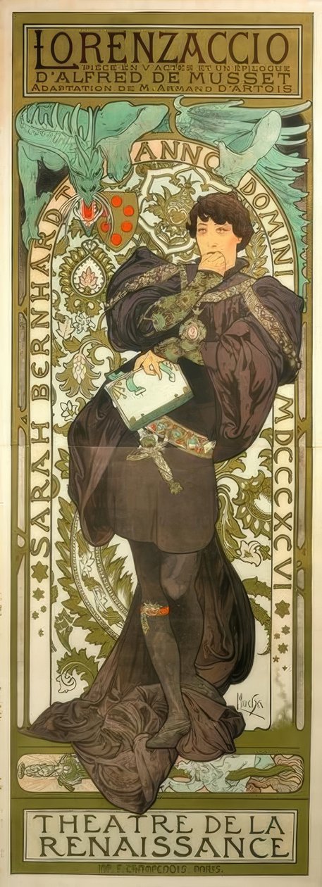 Sarah Bernhardt en Lorenzaccio | Alphonse Mucha