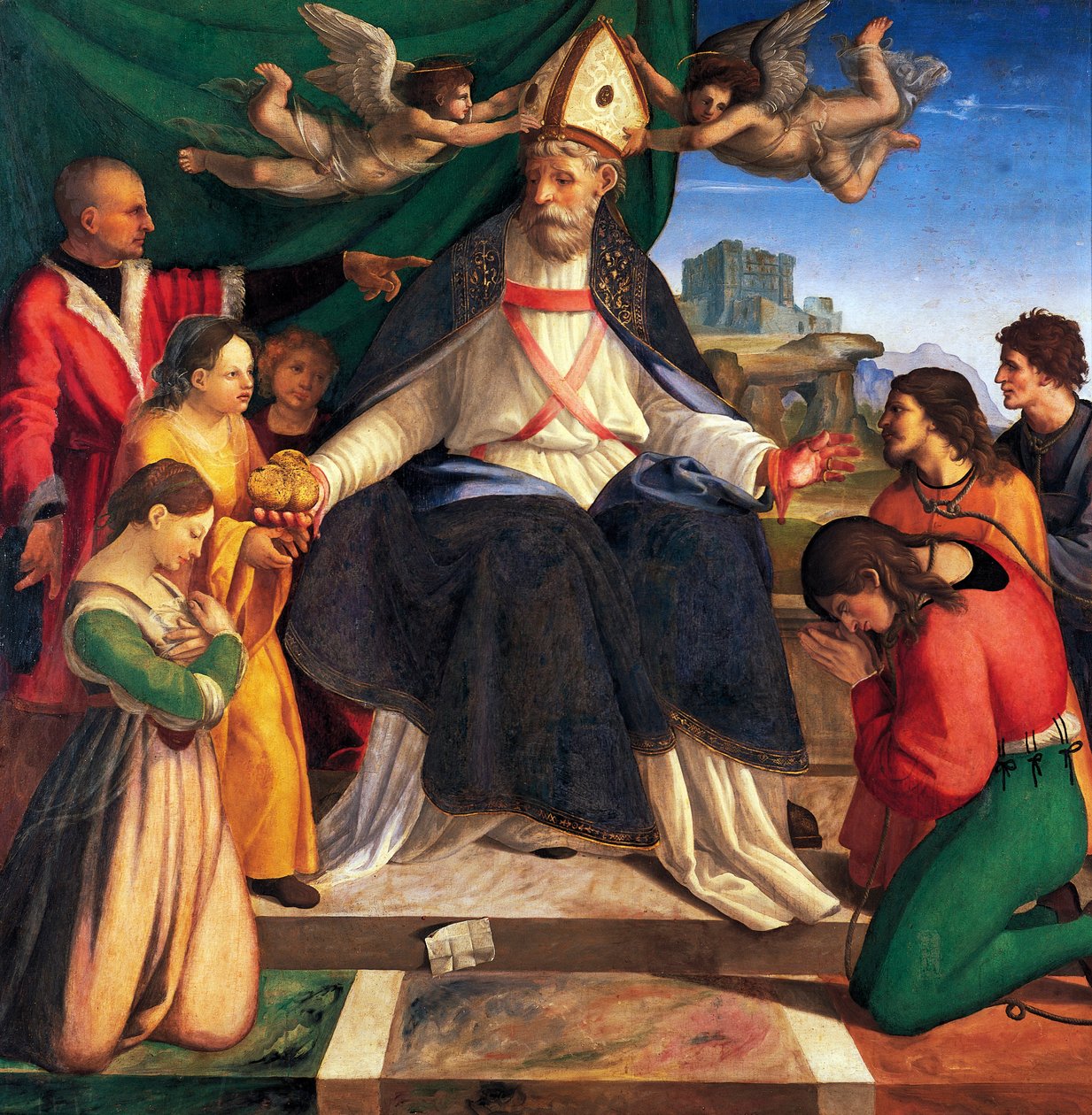 Saint Nicolas de Bari intronisé par Andrea Sabatini (ca 1484-1530 ...