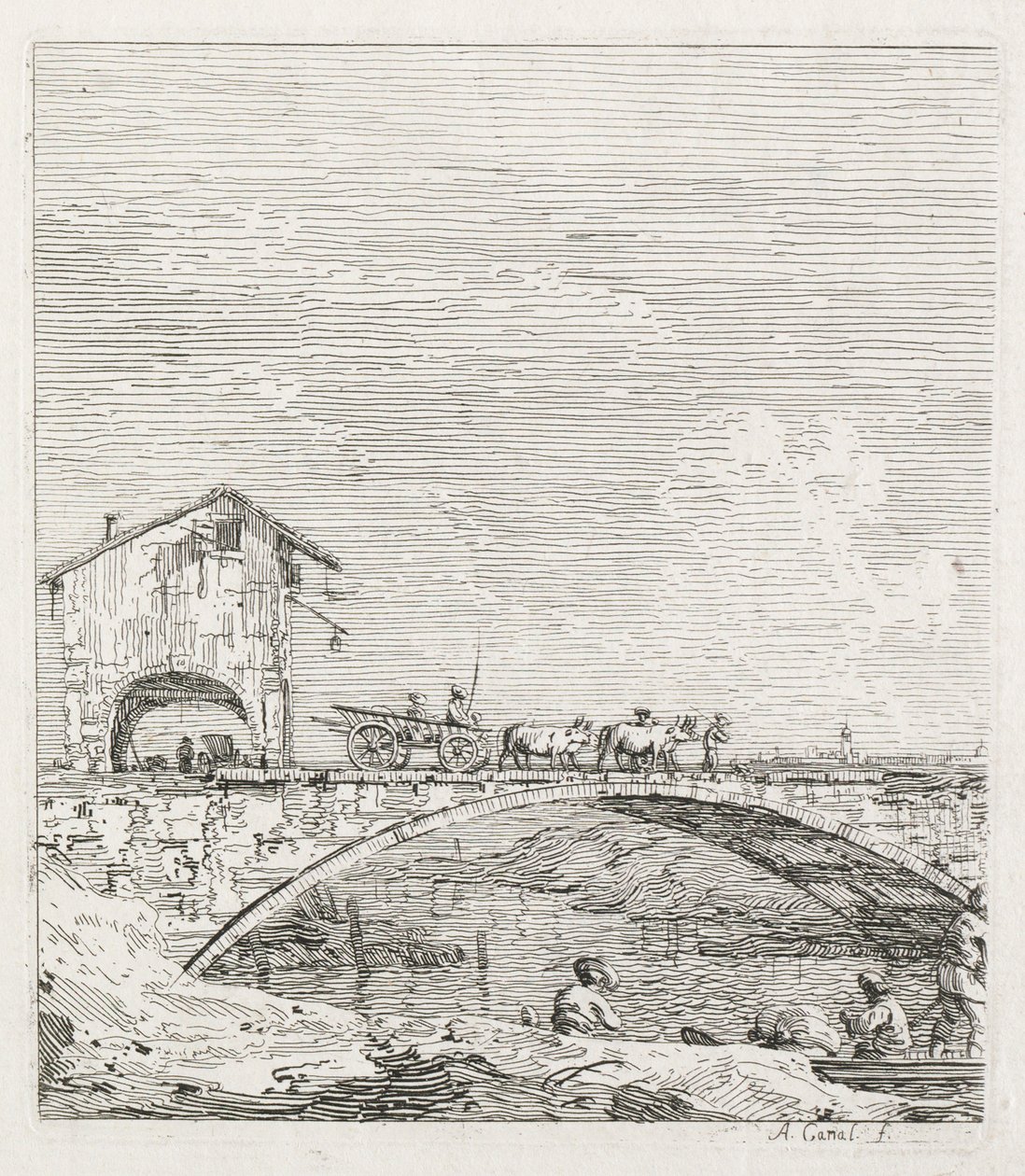 Vues : Un chariot passant sur un pont | Antonio Canaletto