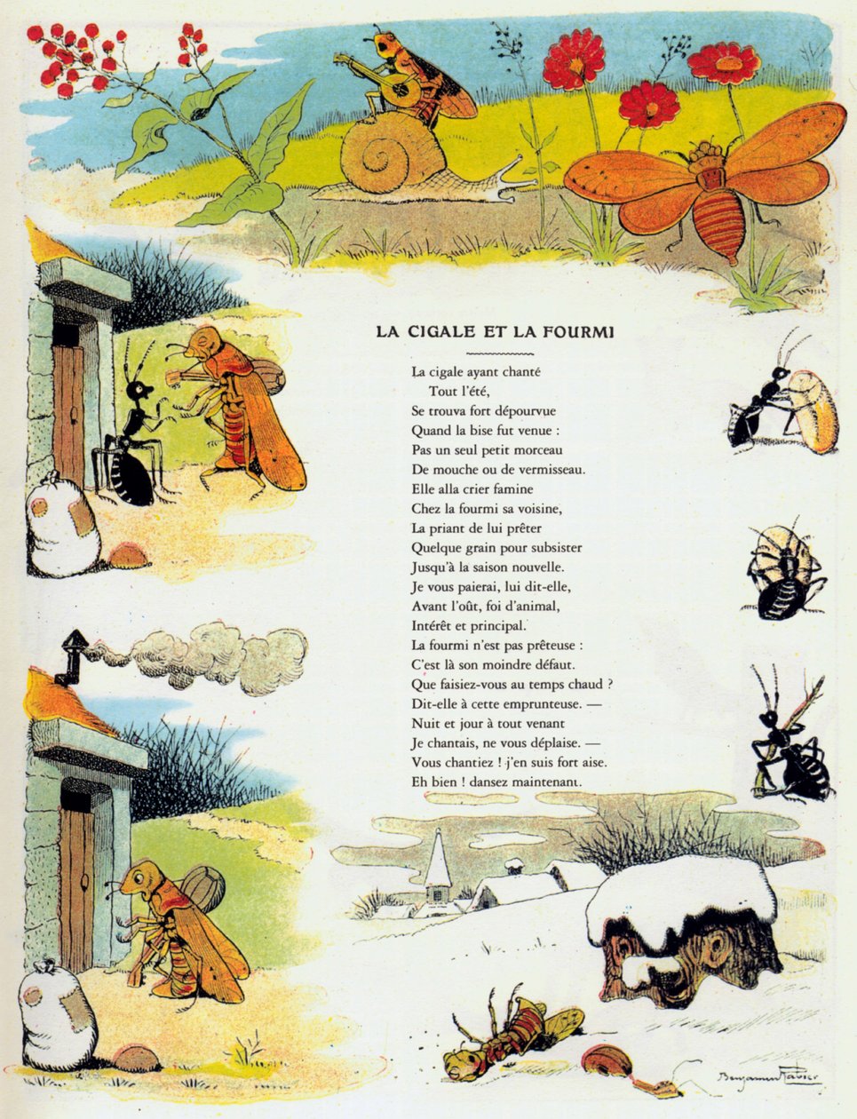 La Cigale et la Fourmi, illustration des 'Fables' de Jean de la Fontaine