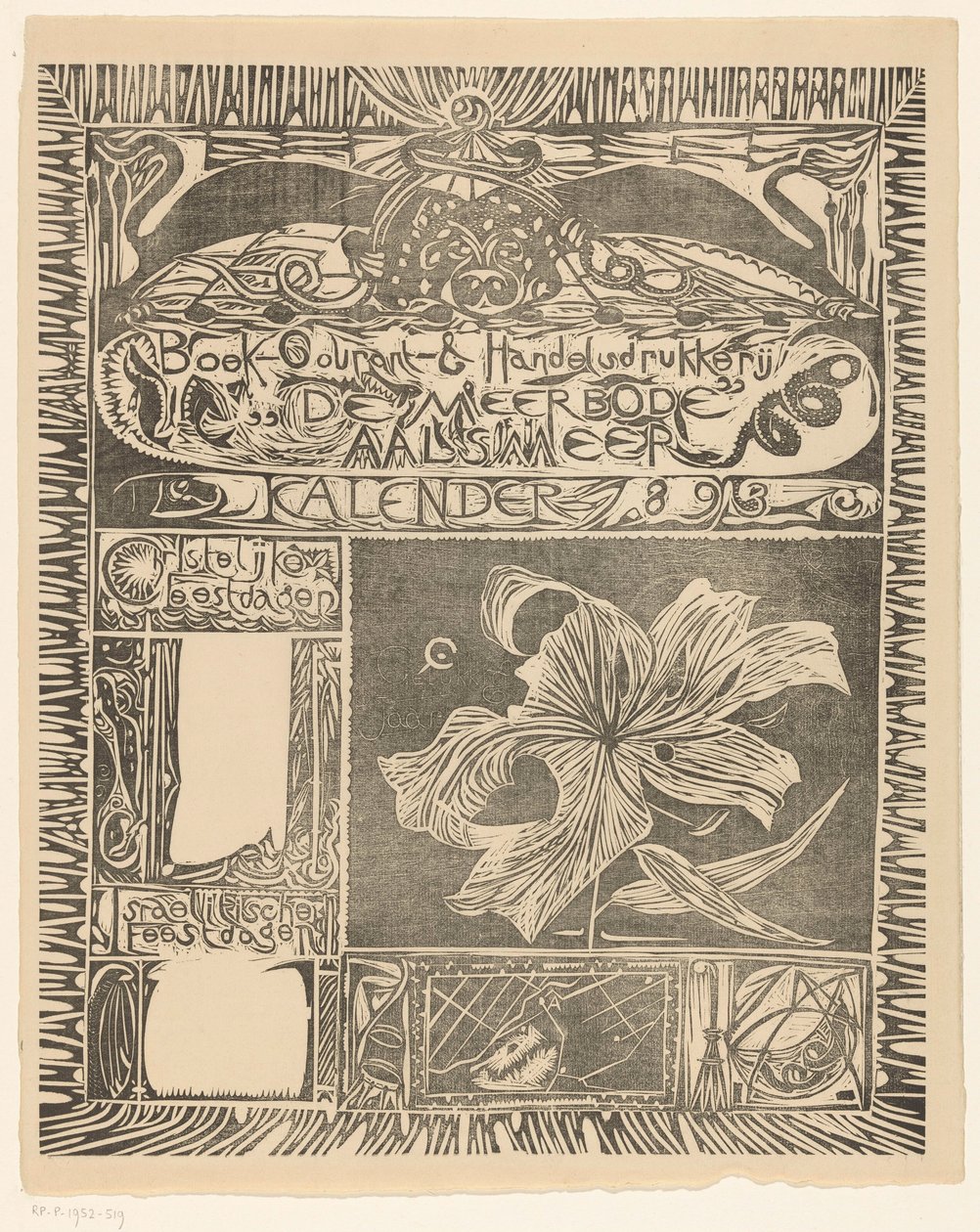 Page de calendrier 1893 | Carel Adolph Lion Cachet