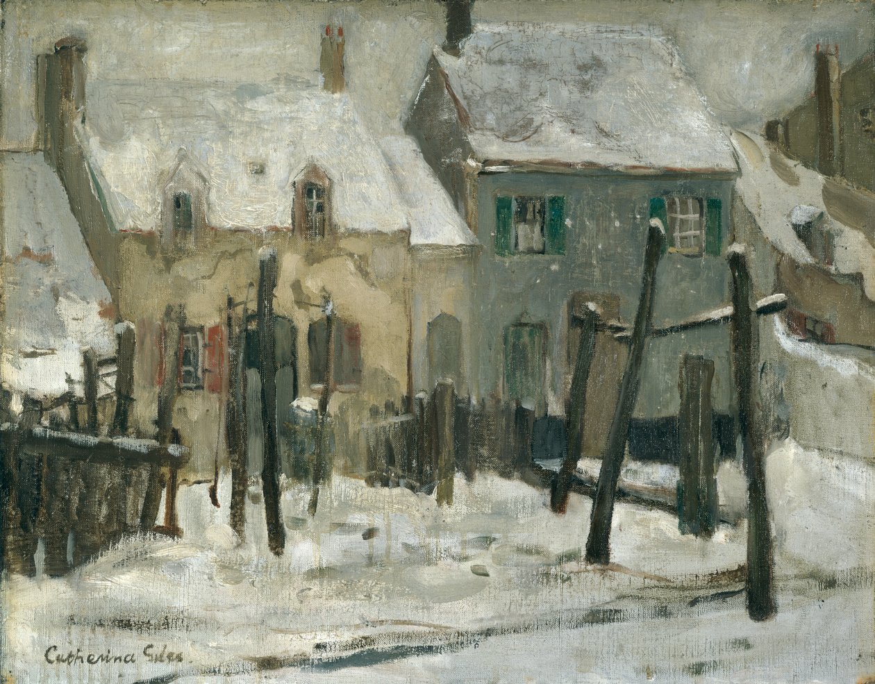Scène de neige, Etaples (huile sur toile) | Estampe d'art