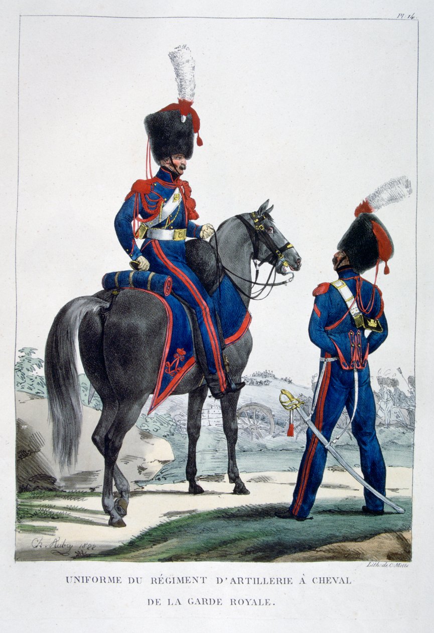 Uniforme d'un régiment d'artillerie à cheval de la garde royale, France ...