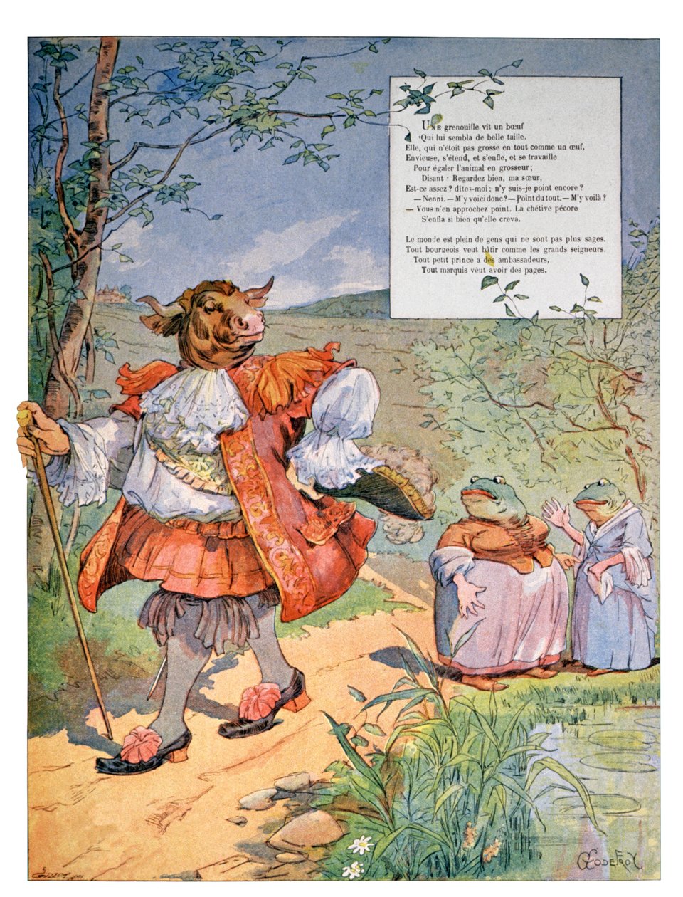 La grenouille qui voulait se faire aussi grosse que le bœuf, vers 1900