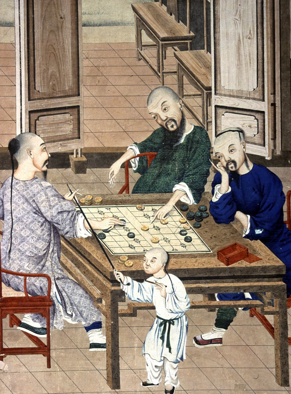 Chinois jouant au jeu de Go | Chinese School | Estampe d'art