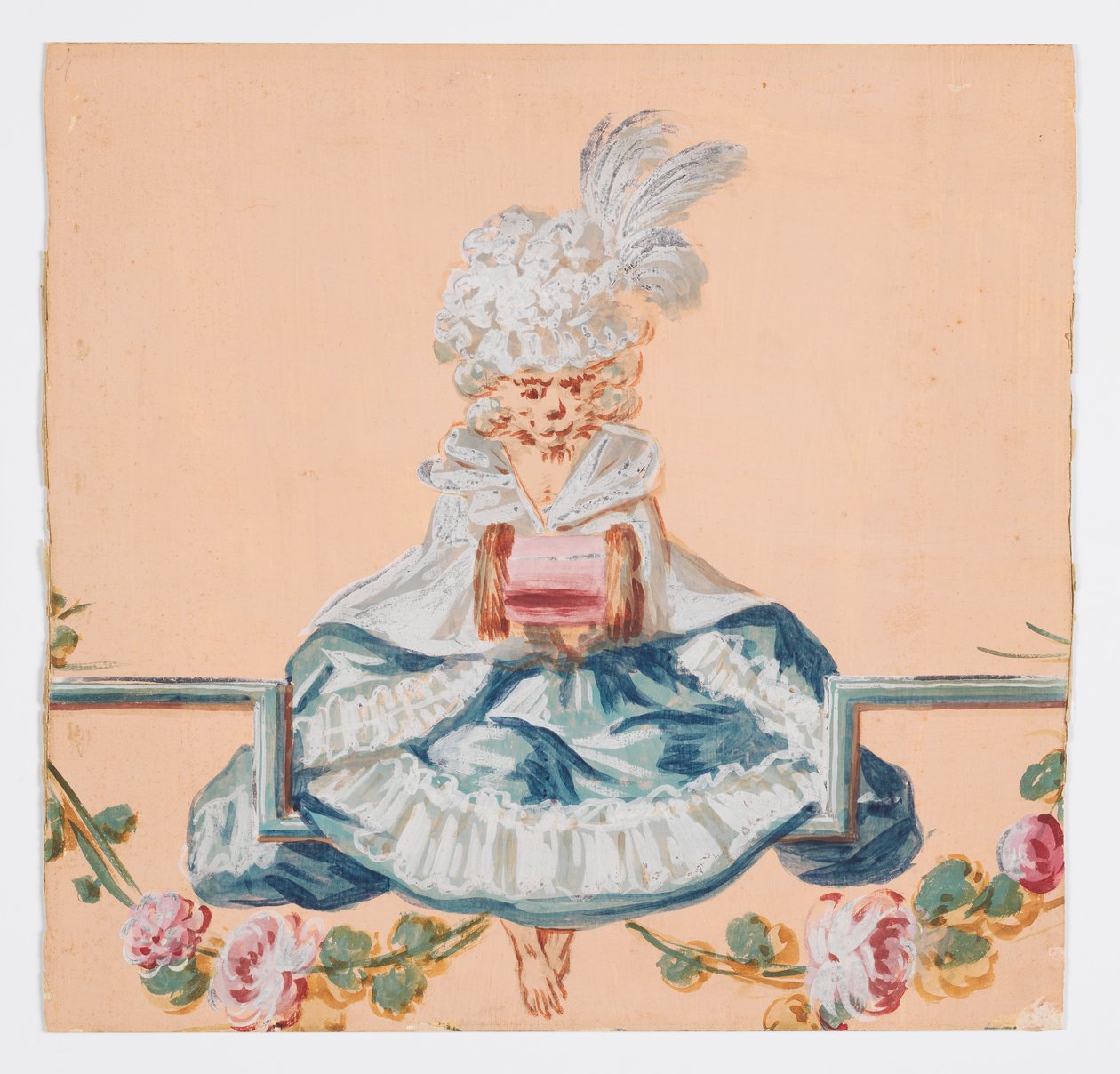 Singe femelle en robe rococo | Christophe Huet