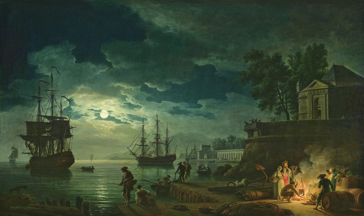 Nuit : Un port au clair de lune, 1748 | Claude Joseph Vernet