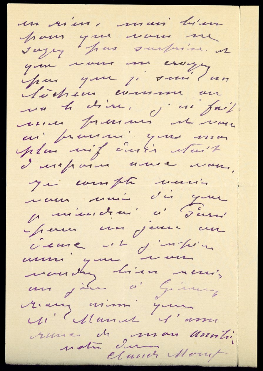 Lettre de Claude Monet à Berthe Morisot, 1888
