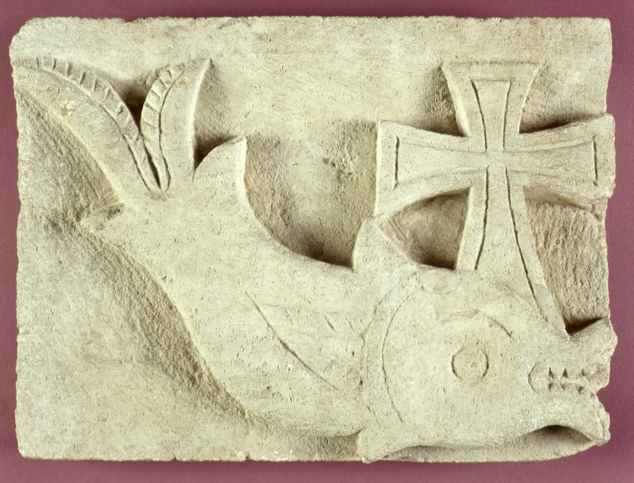 Relief d'un dauphin portant une croix | Egyptian School