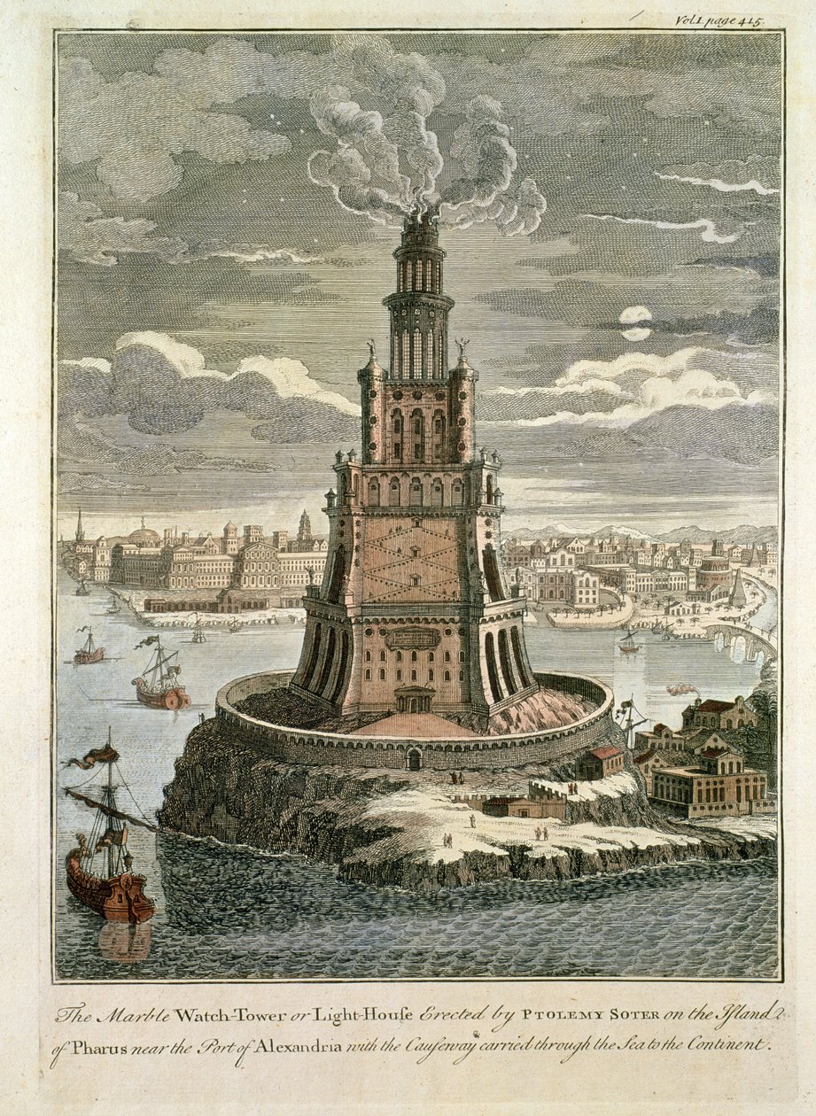 Tour de guet ou phare en marbre érigé par Ptolémée Soter sur l'île de ...