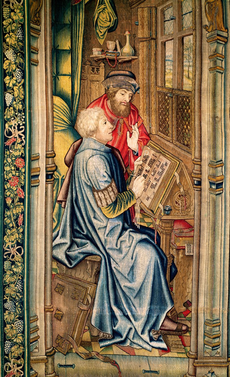 Un scribe écrivant un compte, (détail) du Transport de l'Arche de l ...