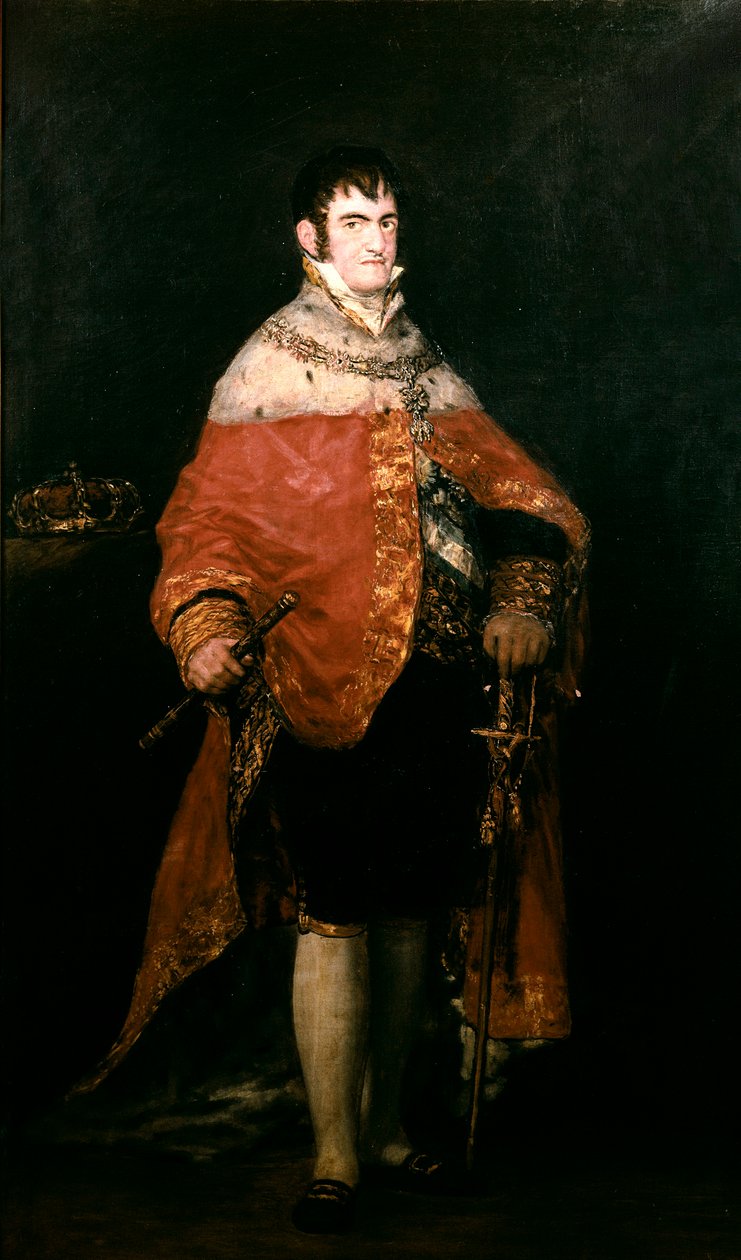 Portrait du roi d'Espagne, Ferdinand VII (1784-1833) avec son manteau royal