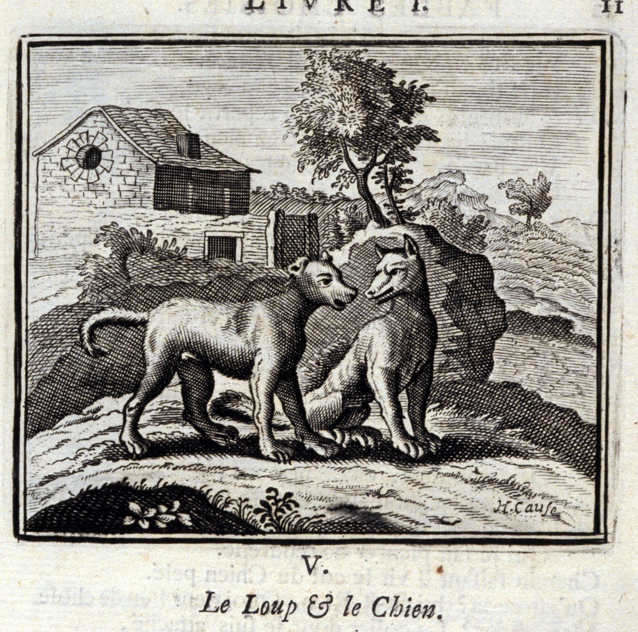 Le Loup et le Chien | Francois Chauveau | Estampe d'art